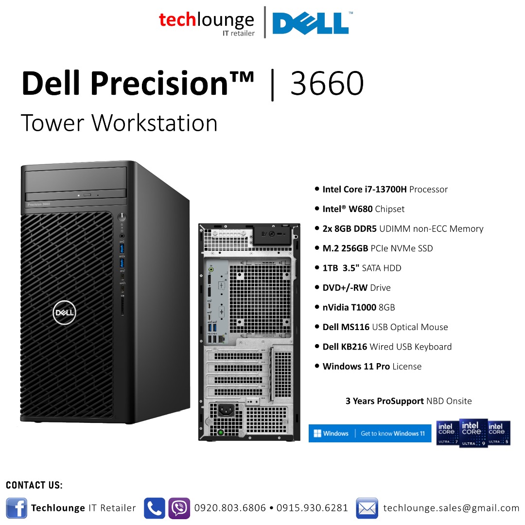 DELL PRECISION 3660 TOWER WORKSTATION - i7-13700H, 16GB DDR5, 256GB+1TB ...
