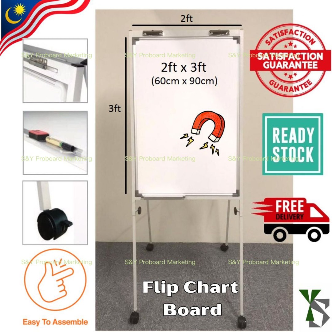 Flip Chart White Board Size 2x3 ft Magnetic Whiteboard, Hobbies & Toys ...