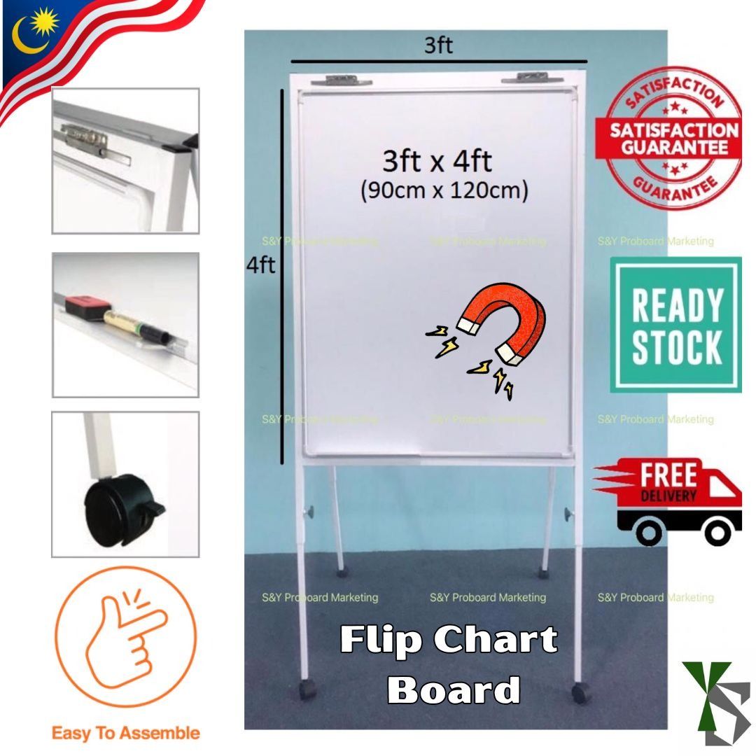 Flip Chart White Board Size 3x4 ft Magnetic Whiteboard, Hobbies & Toys ...