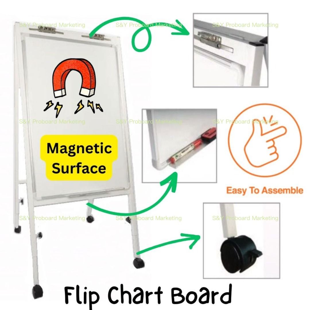 Flip Chart White Board Size 3x4 ft Magnetic Whiteboard, Hobbies & Toys ...