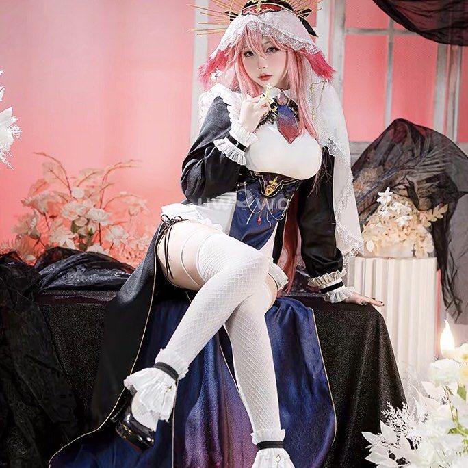 Genshin Impact Nun Yae Miko Cosplay {MAEMI SR}, Hobbies & Toys ...
