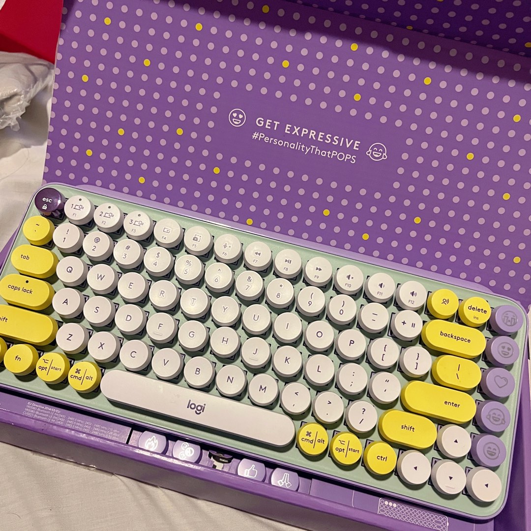 Logitech Pop Keys Purple Yellow Mechanical Keyboard, Computers & Tech ...