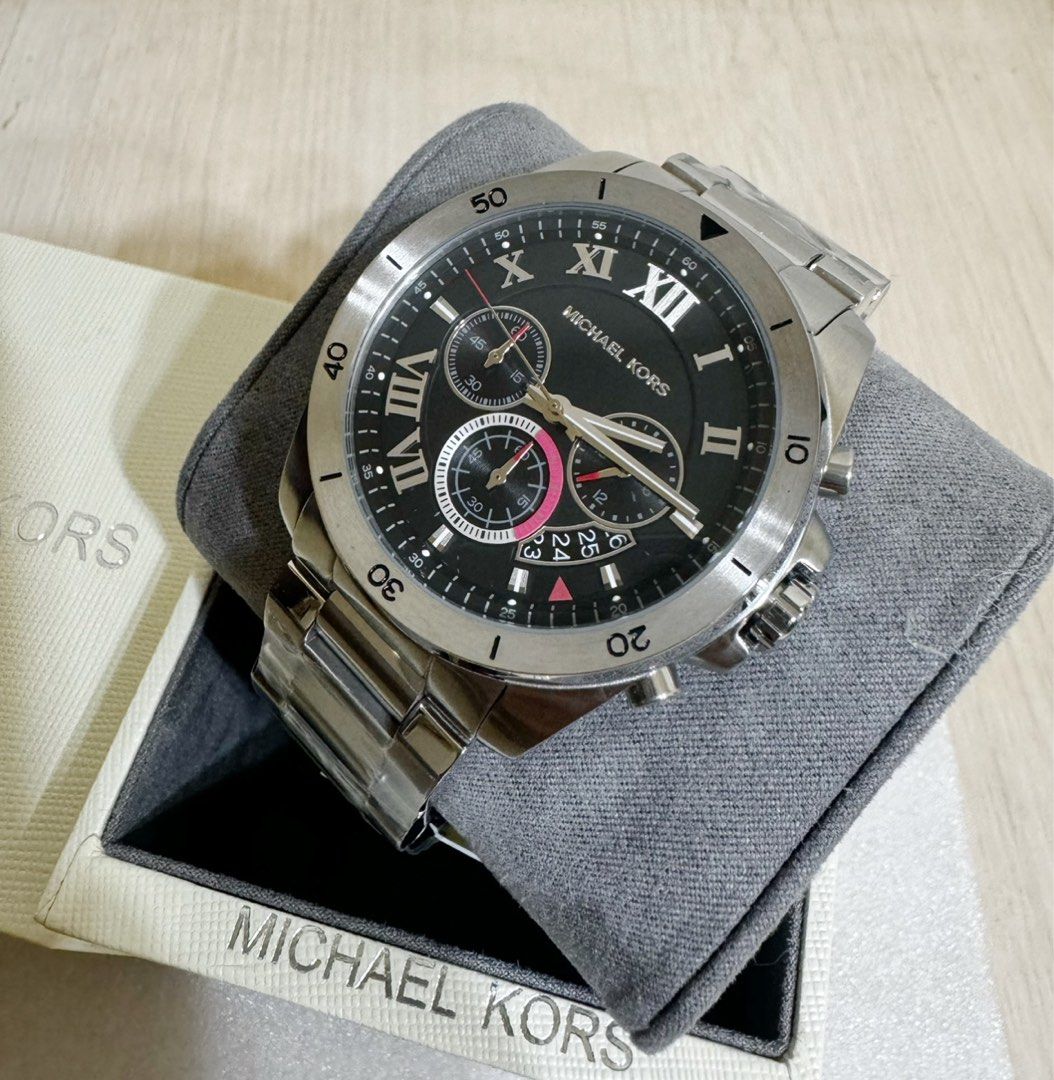 MICHAEL KORS 黑色錶盤 鋼帶 三眼 手錶 MK8438, 他的時尚, 手錶及配件, 手錶在旋轉拍賣