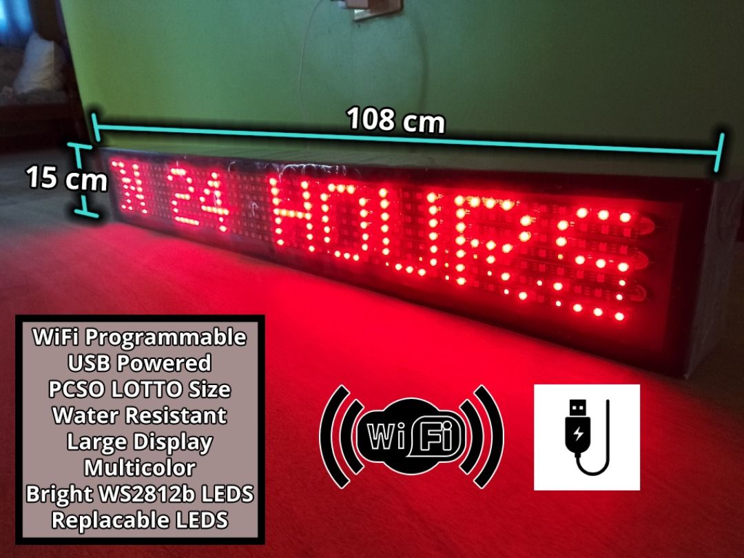 Multicolor LED Sign Board Gen 2 LOTTO SIZE WiFi Programmable Scrolling Text Outdoor Water ...