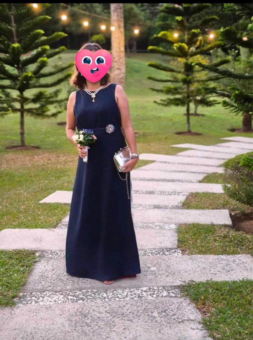 Ninang Gown / Formal Navy Blue / Navy Blue Long Gown, Women's Fashion ...