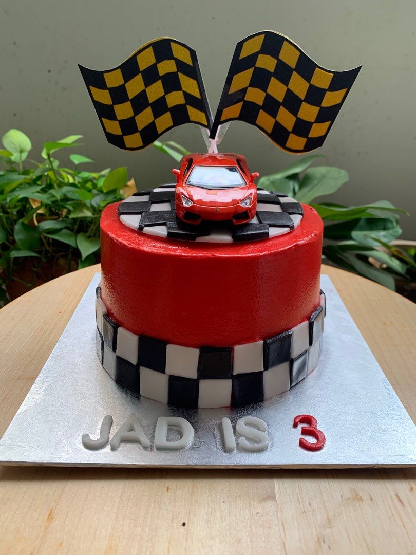 Race car theme cake, Food & Drinks, Homemade Bakes on Carousell