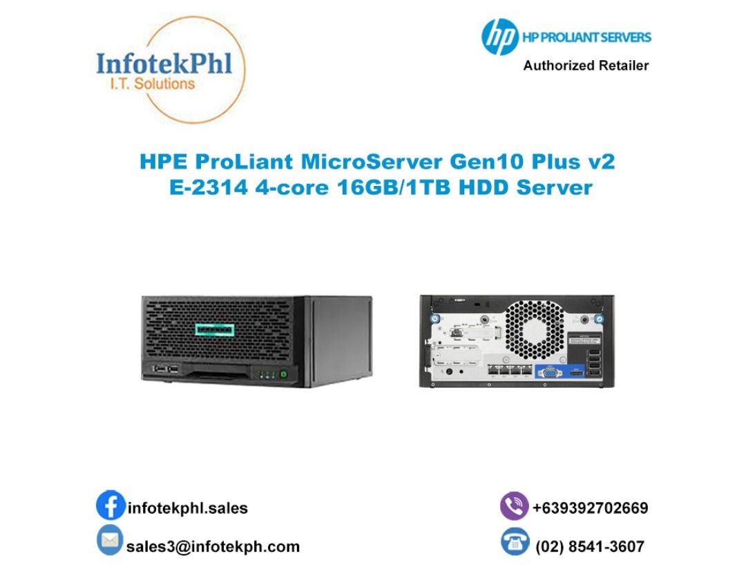 Server HPE ProLiant MicroServer Gen10 Plus v2 E-2314 4-core 16GB/1TB HDD Server, Computers ...