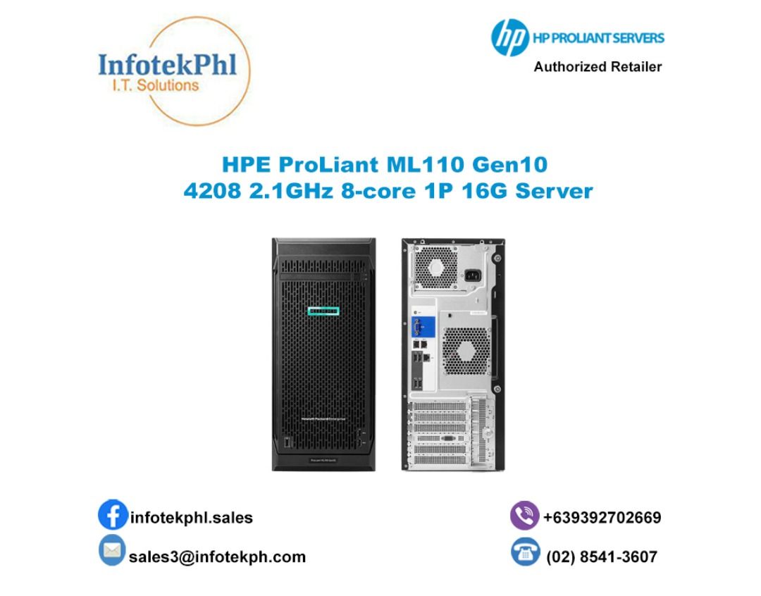 Server HPE ProLiant ML110 Gen10 4208 2.1GHz 8-core 1P 16G Server ...