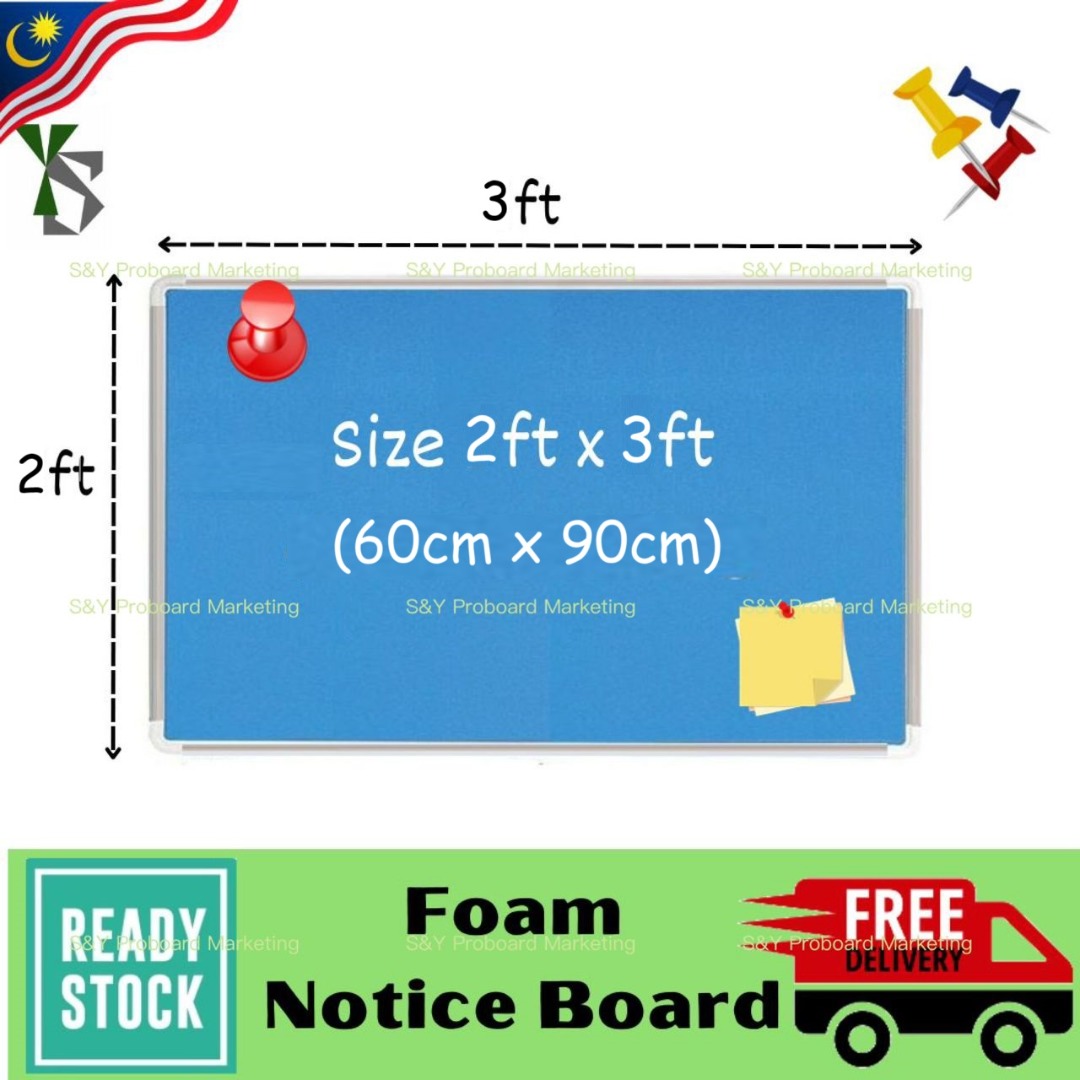 Size 2x3 ft Foam Notice Board (Blue), Hobbies & Toys, Stationery ...