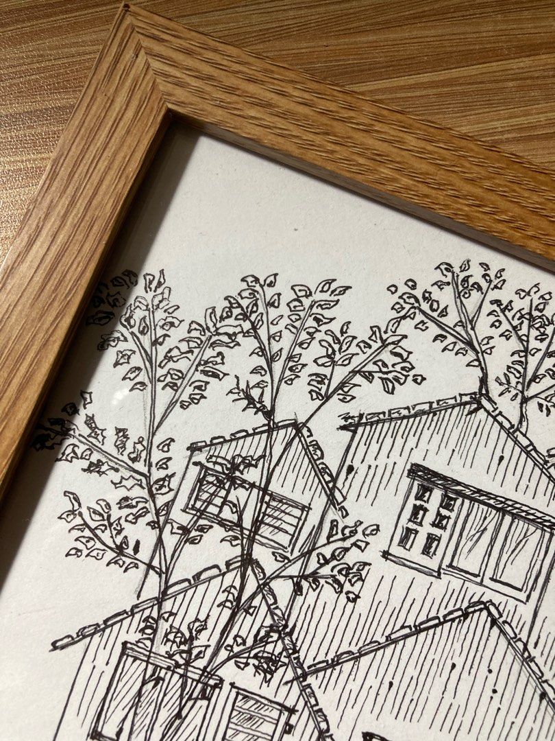 Sketsa gambar tangan dengan bingkai, Desain & Kerajinan Tangan, Barang ...