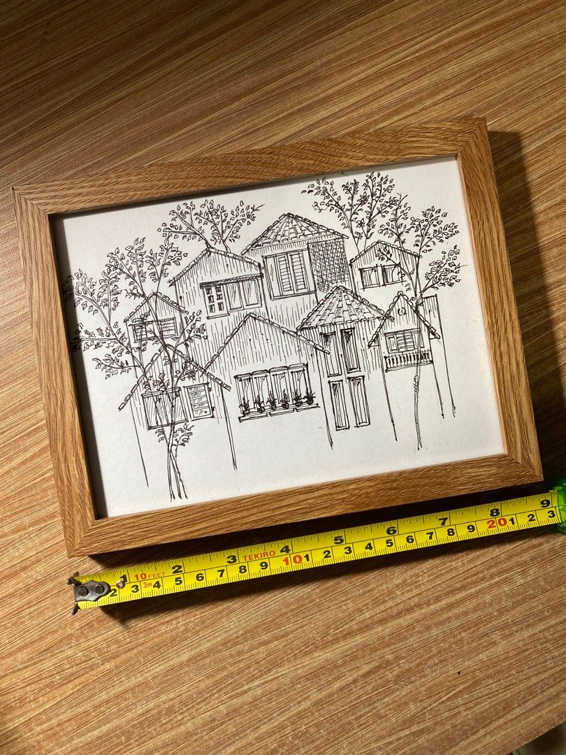 Sketsa gambar tangan dengan bingkai, Desain & Kerajinan Tangan, Barang ...