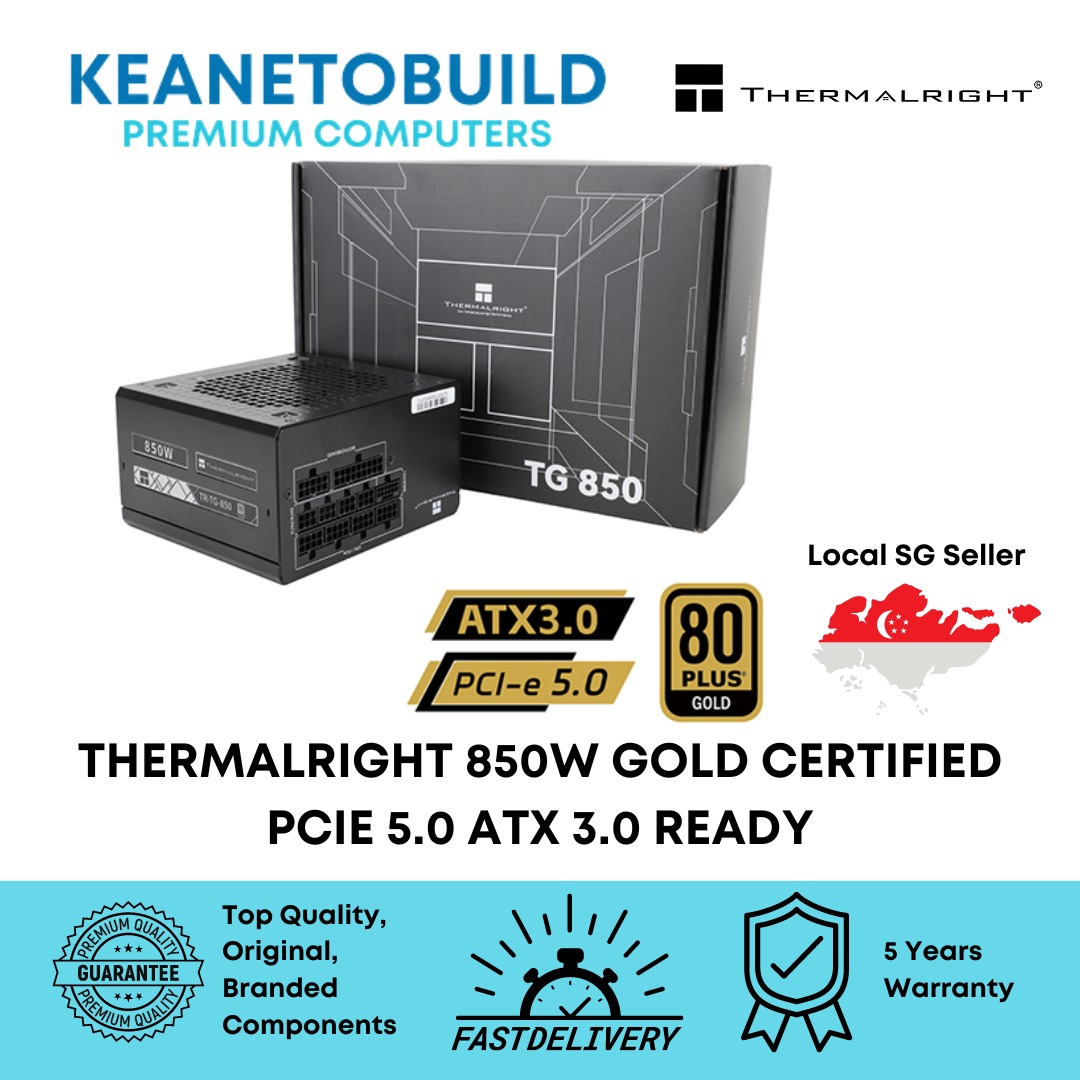 THERMALRIGHT 850W GOLD CERTIFIED PCIE 5.0 ATX 3.0 READY POWER SUPPLY ...