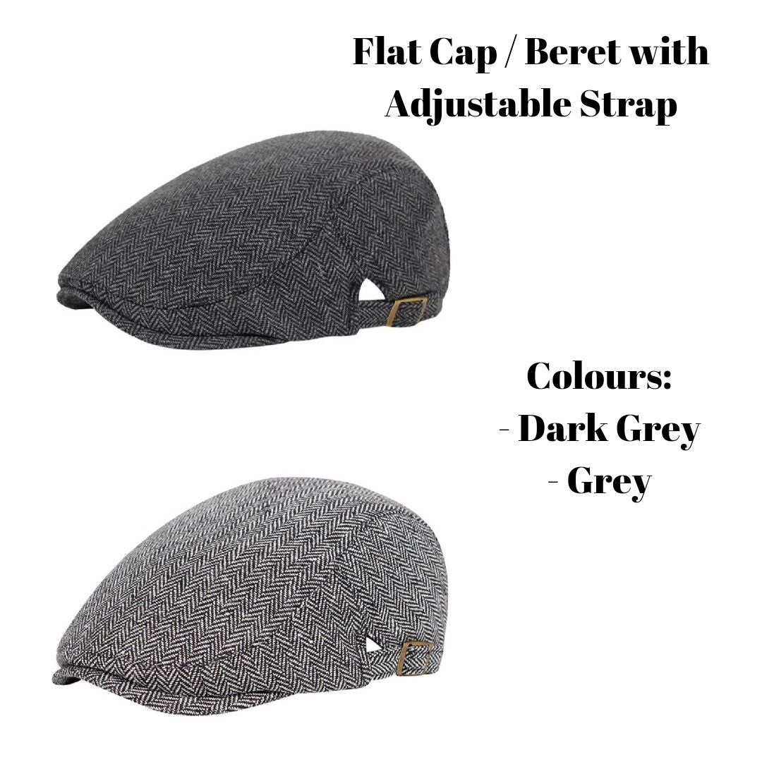 Vintage Flat Cap Beret Adjustable Cap, Men's Fashion, Watches ...