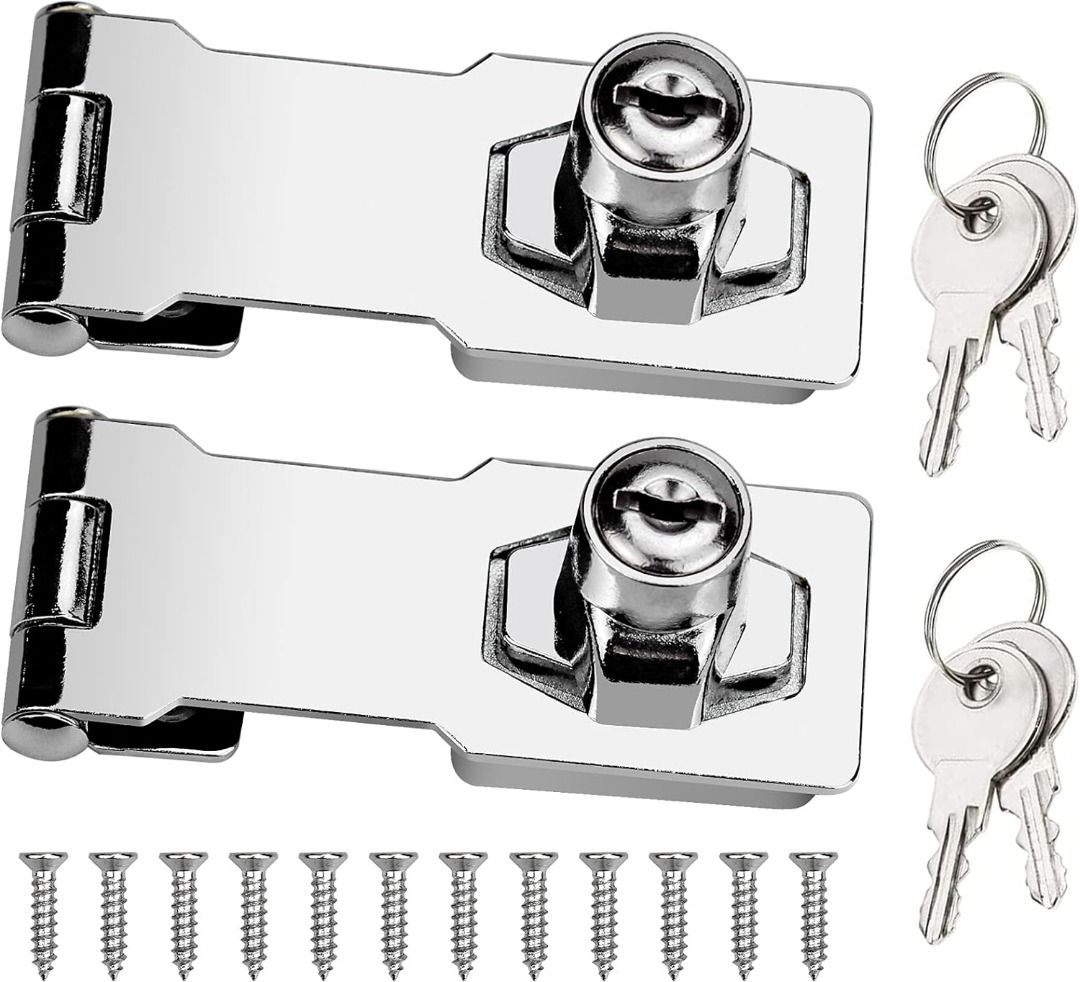 [5776] 2 Packs Keyed Hasp Locks, Twist Knob Keyed Locking Hasp for ...