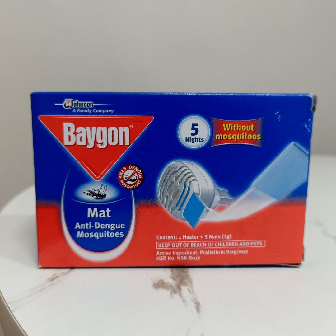 BAYGON Mat Anti Dengue Starter Kit 1 Heater 5 Mats, Furniture & Home ...