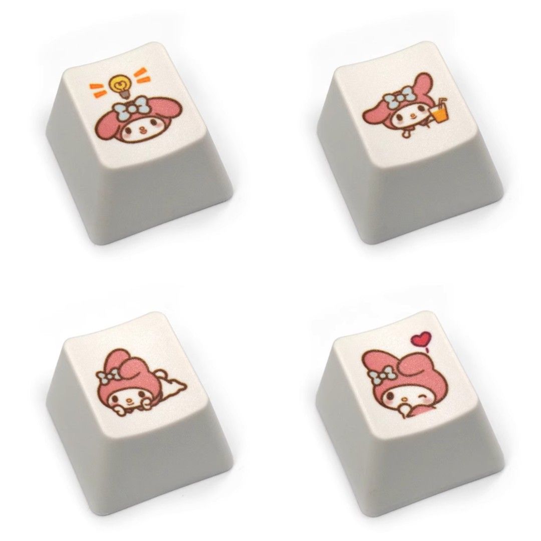 Cute Artisan Sanrio Characters Keycaps Kuromi and The Melody PBT ...
