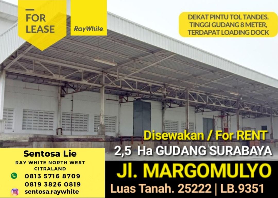 Disewakan 2,5 Ha Gudang Margomulyo Surabaya plus Loading Dock ...