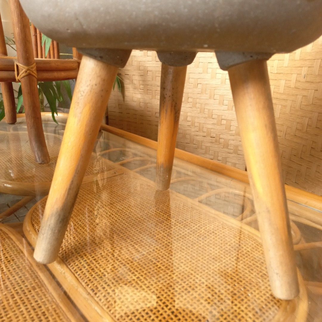 Elevated cement wood plant pot riser holder stand, Furniture & Home ...