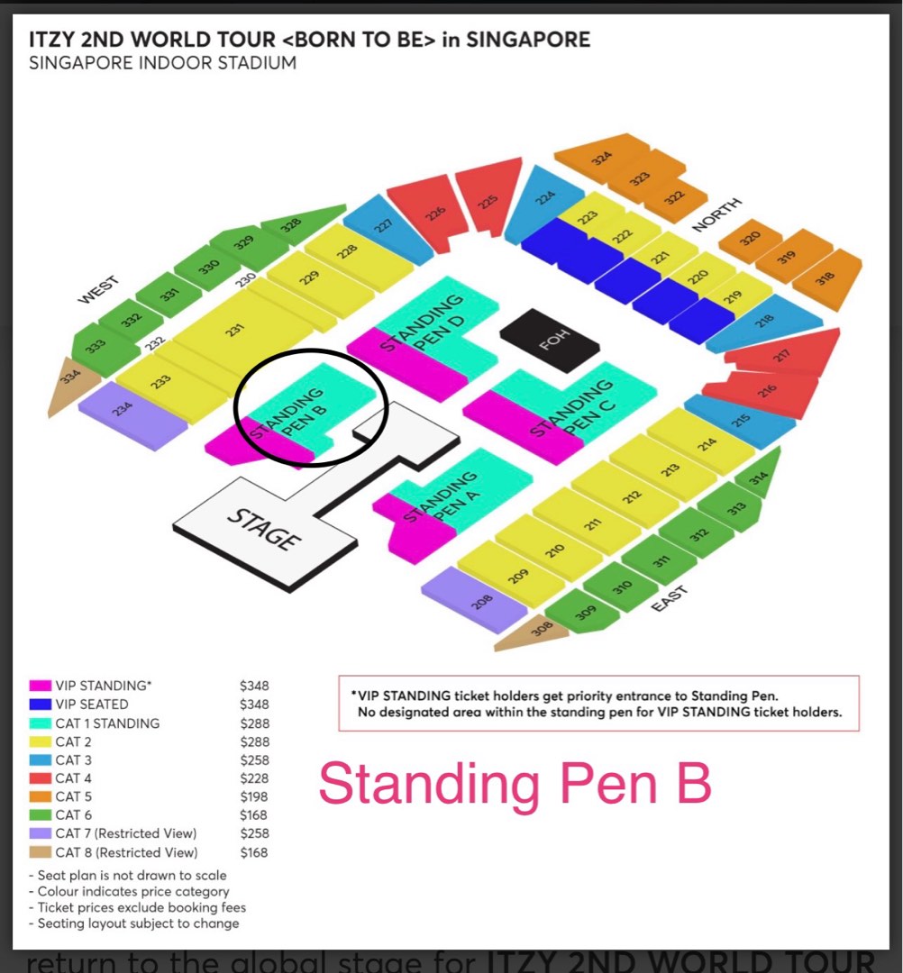 (2 available) Itzy Born To Be standing pen B cat 1 Singapore World Tour ...