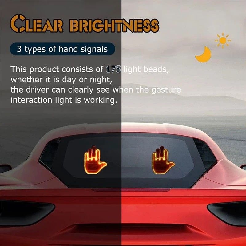 LED Finger Gesture Light for Car LED Hand Gesture Sign Light Funny ...