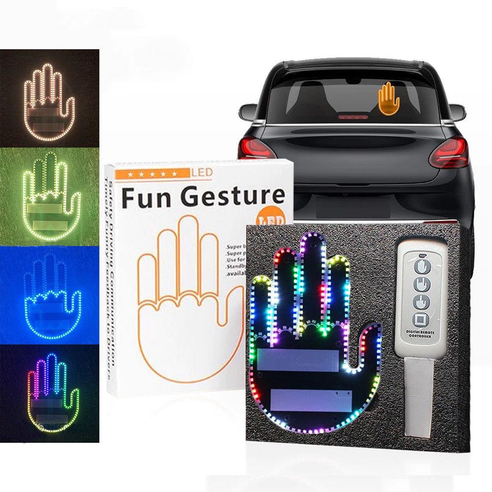 LED Finger Gesture Light for Car LED Hand Gesture Sign Light Funny ...