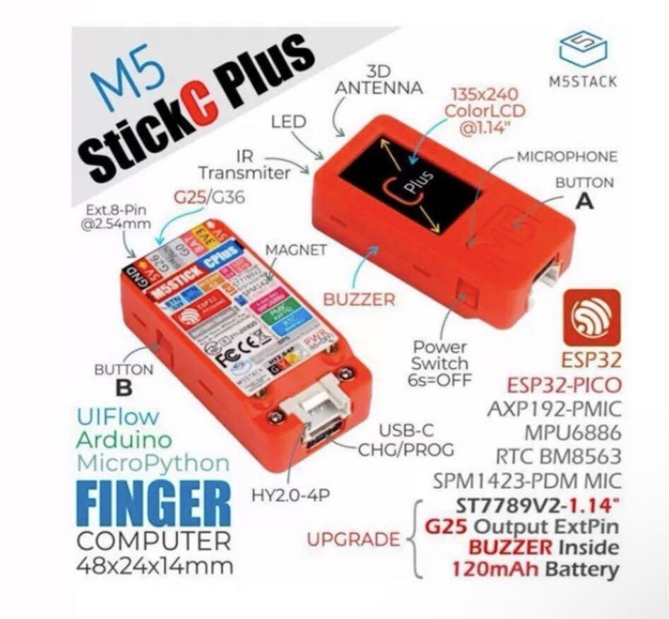 M5Stack M5StickC PLUS 32 Bit MCU ESP32 Development Kit K016-P, Computers & Tech, Parts ...