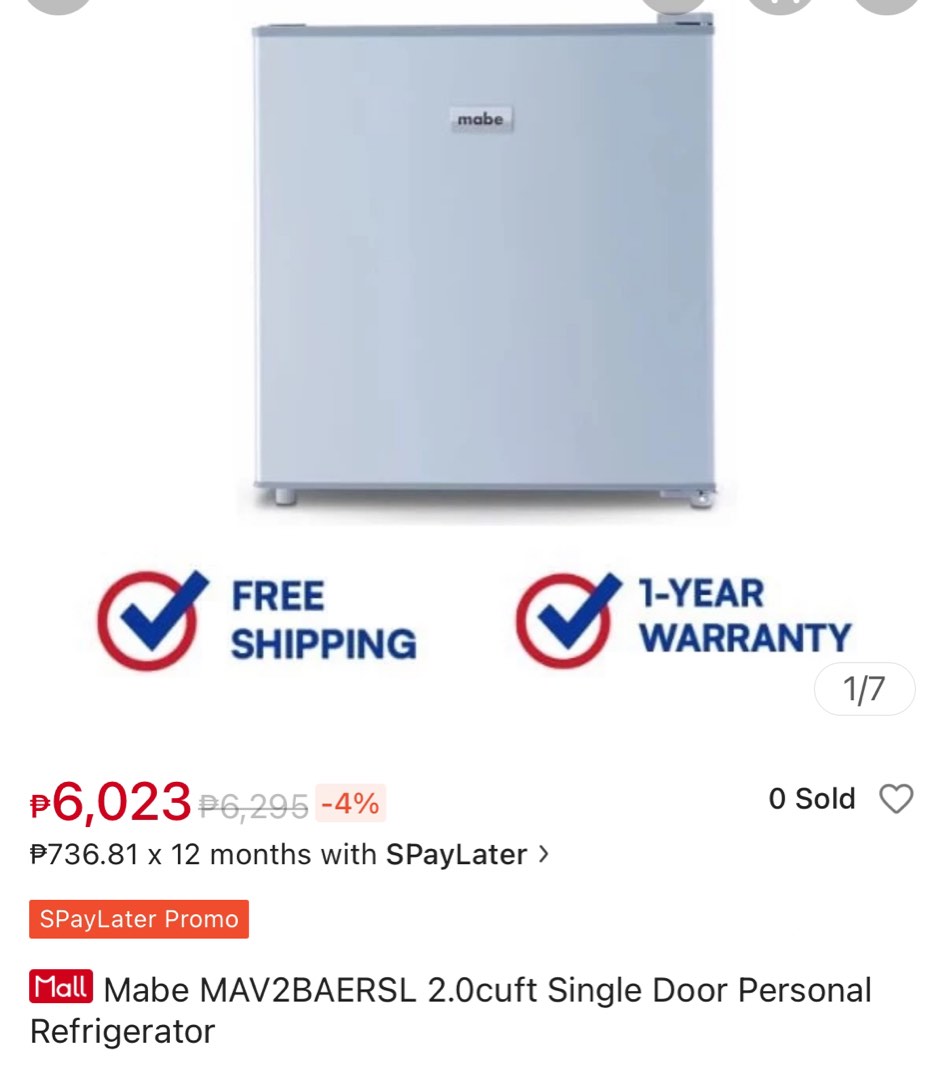 Mabe single door personal refrigerator, TV & Home Appliances, Kitchen ...