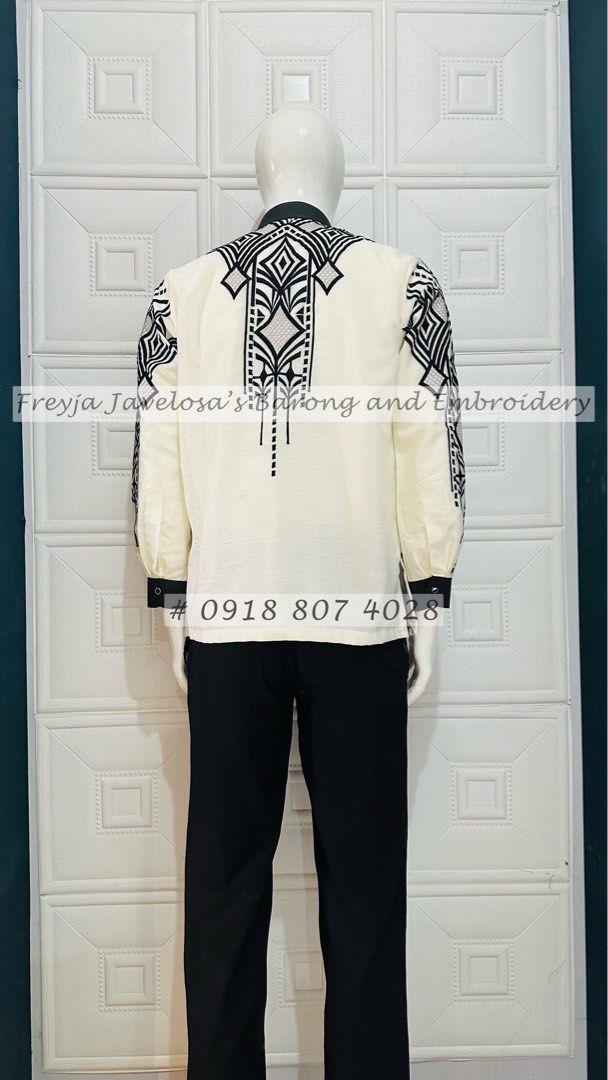 Modern Barong Tagalog with Large Front Back & Sleeve Embroidery design ...