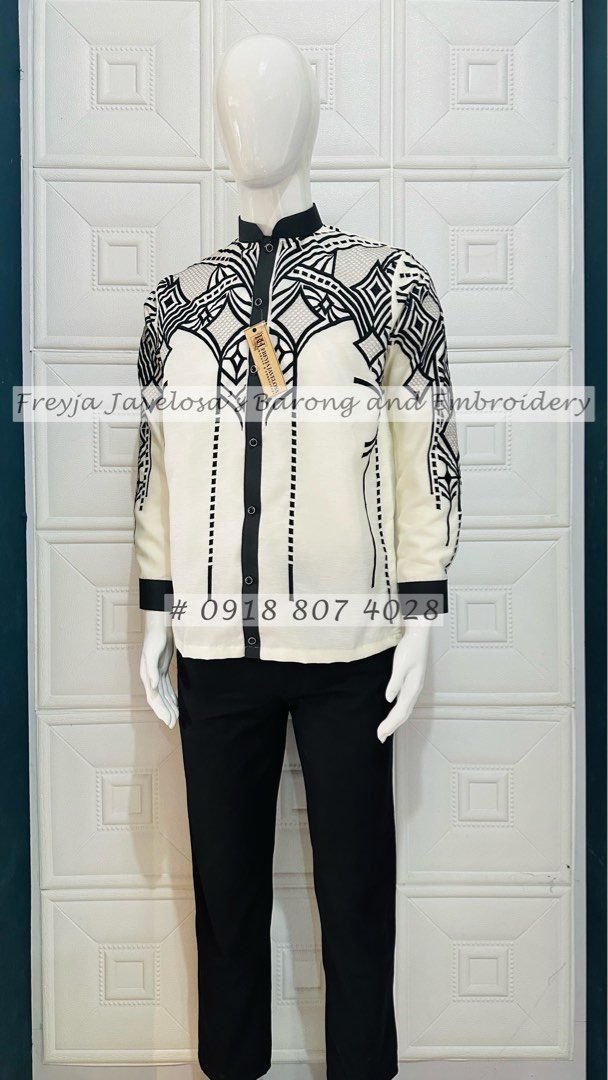 Modern Barong Tagalog with Large Front Back & Sleeve Embroidery design ...