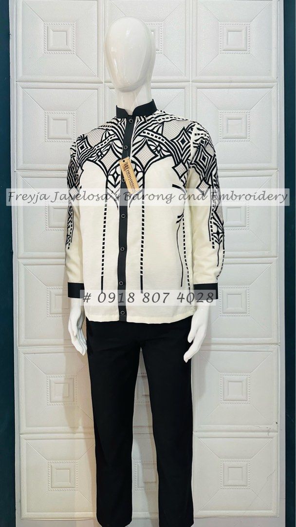 Modern Barong Tagalog with Large Front Back & Sleeve Embroidery design ...