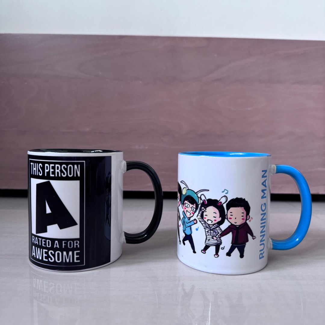 Mugs (Running Man and Rated A for Awesome), Furniture & Home Living ...