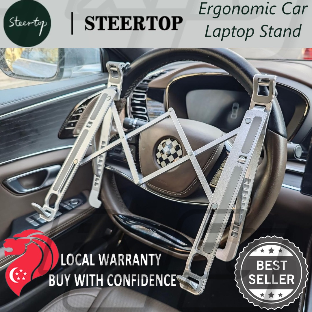STEERTOP Car Steering Wheel Laptop Stand | Foldable Metal Bracket ...