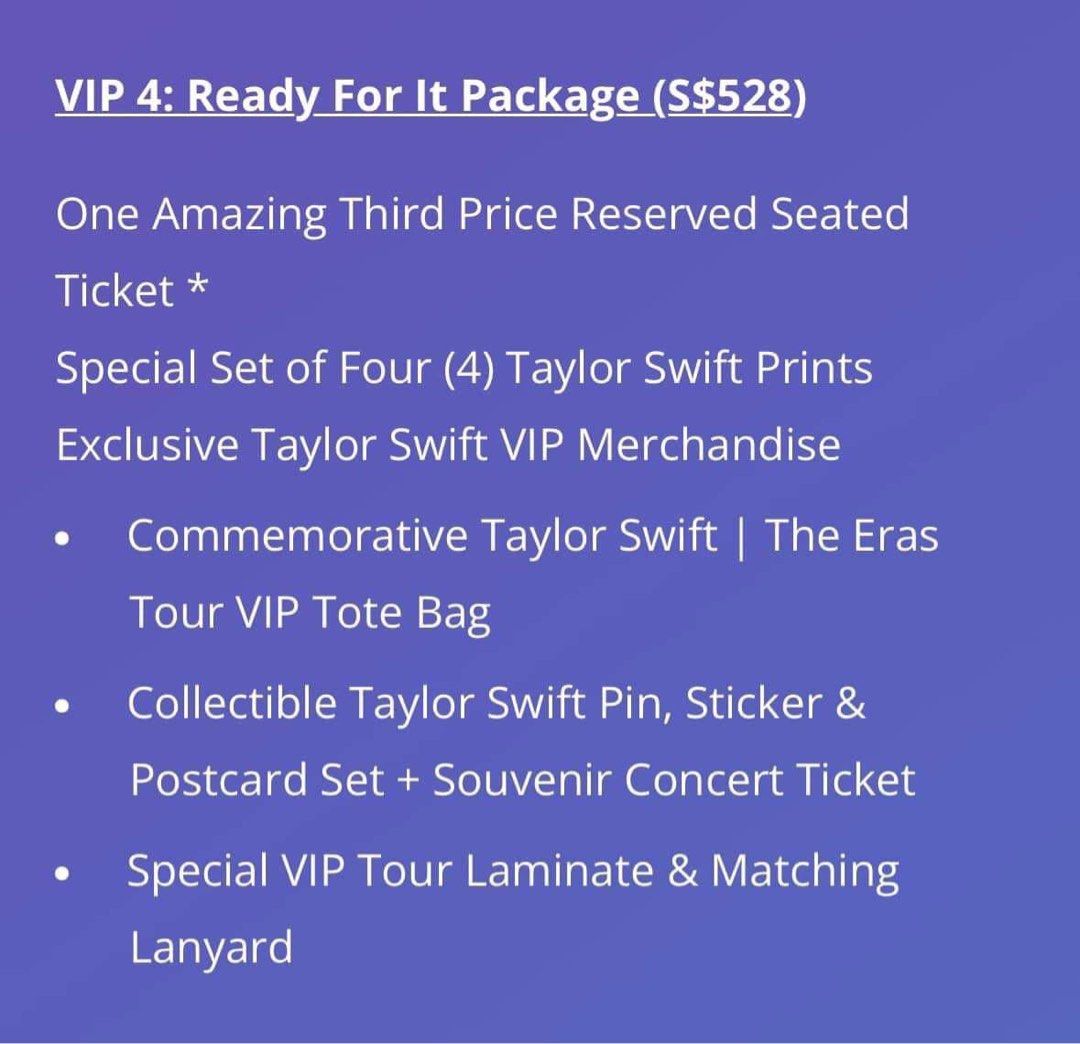 Taylor Swift The Eras Tour VIP Merchandise, Hobbies & Toys, Memorabilia ...