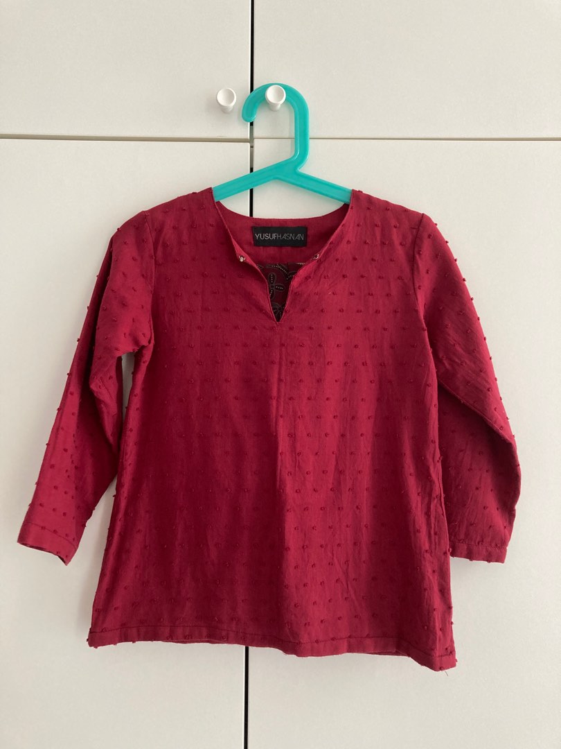 Yusuf Hasnan Maroon Batik Kurung Set, Babies & Kids, Babies & Kids ...
