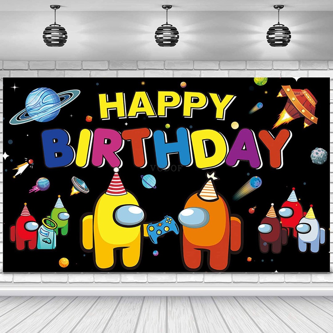 Among Us Backdrop 150cm x 100cm, Hobbies & Toys, Occasions & Party ...