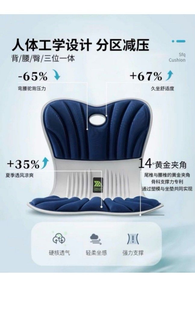 Back Support Ergonomic Memory Foam Back Rest, Furniture & Home Living ...