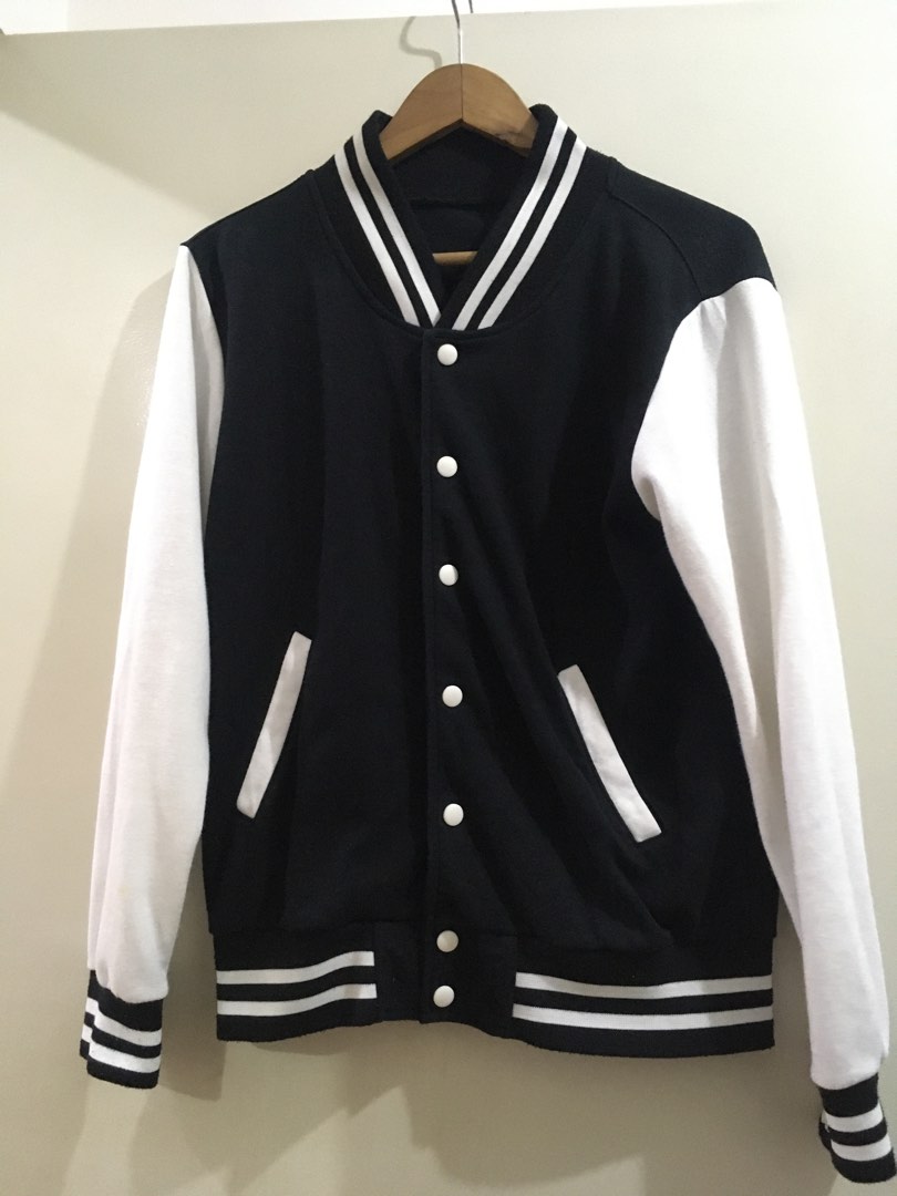 Black & White Cotton Varsity Jacket, Men's Fashion, Coats, Jackets and ...