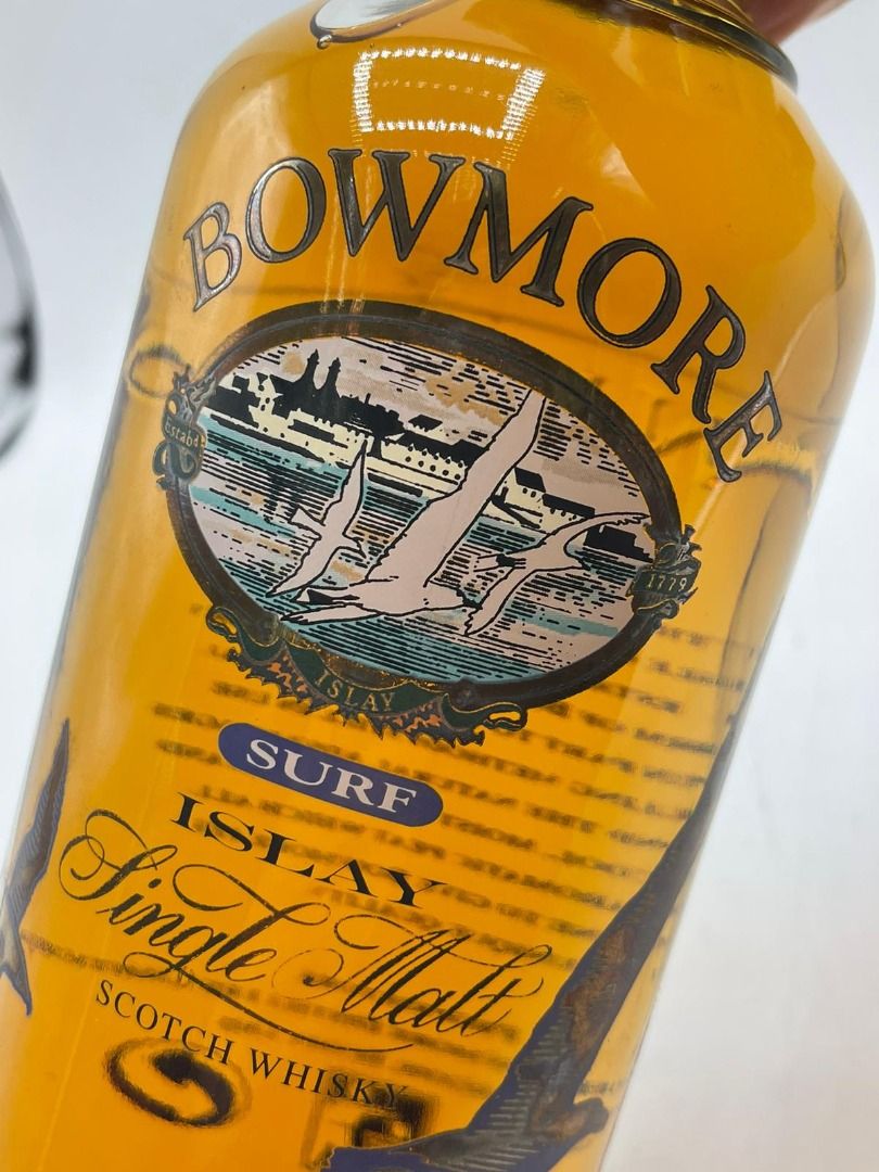 Bowmore Surf Single Malt Whisky 1000ml - 1公升 Glass printed label with ...