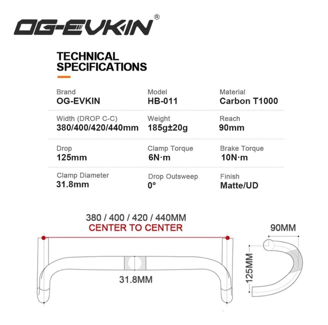 Carbon Drop bar Og-evkin HB-011 40cm, Sports Equipment, Bicycles ...