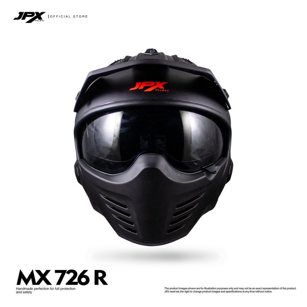 JPX Full Face MX 726 R Helm Black/Doff, Motor di Carousell