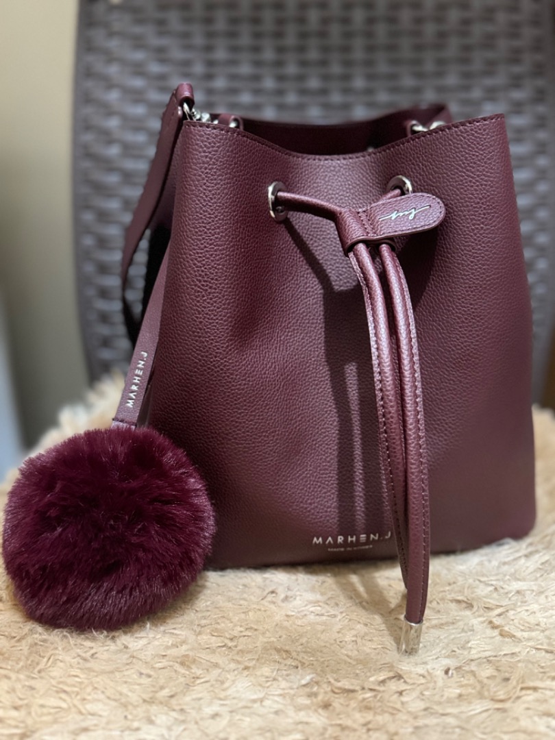 Marhen. J Maroon Bucket Bag, Women's Fashion, Bags & Wallets, Shoulder ...