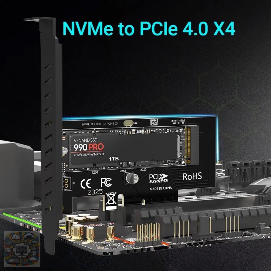 NVME to PCIe 4.0 3.0 SSD Adapter, 64Gbps PCIe 4.0 X4 X8 X16 Expansion ...