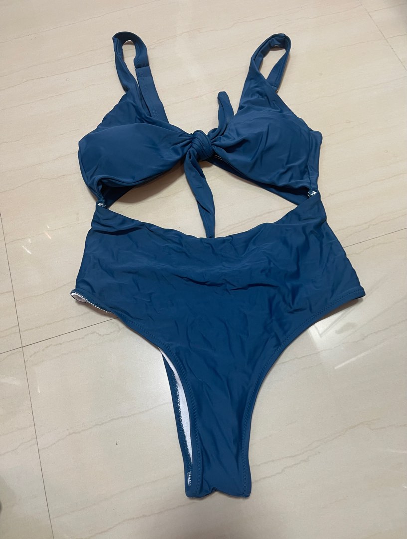 one piece blue swimsuit ribbon, Women's Fashion, Swimwear, Bikinis ...