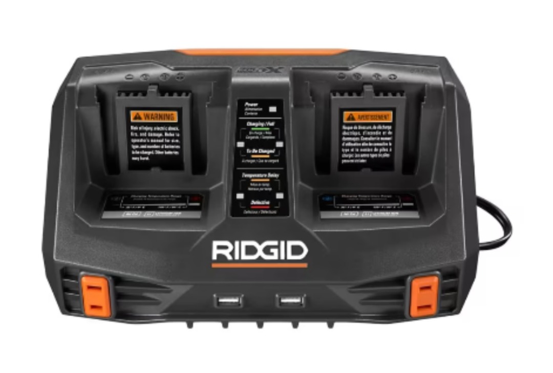 RIDGID AC840094 GEN5X Dual Port Sequential Battery Charger with Dual ...