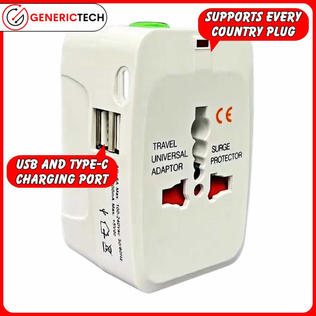 (SG) Universal Travel Adapter USB Type-C and Dual USB for EU UK AU US ...