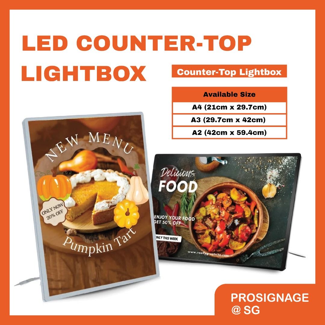 Signage Counter-top LED Menu Lightbox with Stand Restaurants Cafe Menu ...