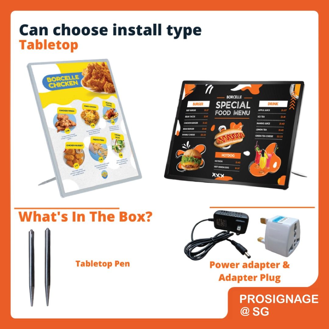 Signage Counter-top LED Menu Lightbox with Stand Restaurants Cafe Menu ...