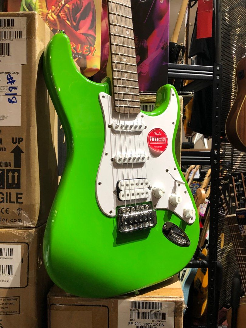 Squier FSR Sonic Stratocaster HSS Electric Guitar w/White Pickguard ...