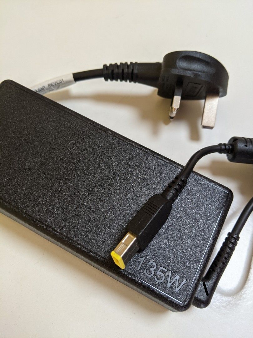100% GENUINE WORKING Lenovo 135W yellow slim tip laptop notebook desktop computer charger power ...