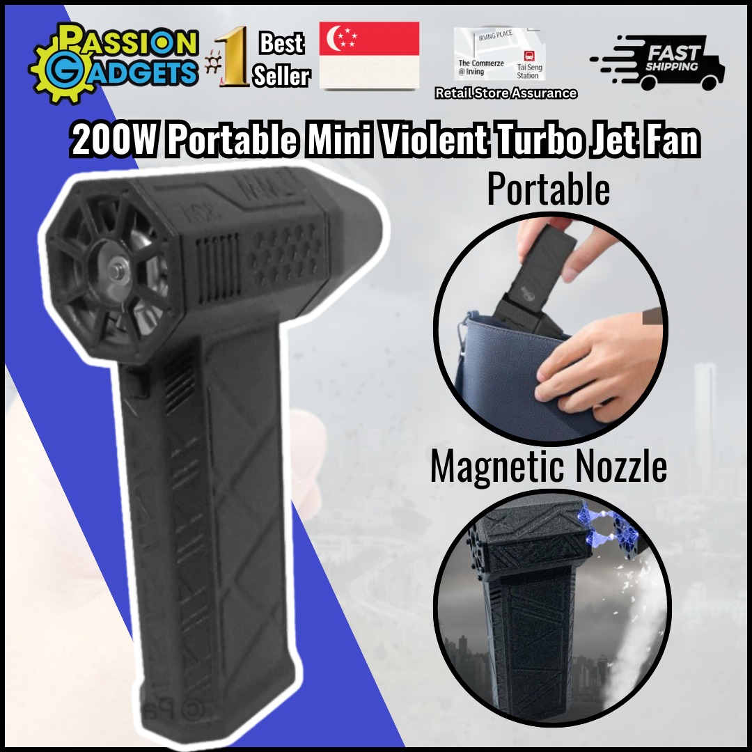 200W Portable Mini Violent Turbo Jet Fan Brushless Silent High ...